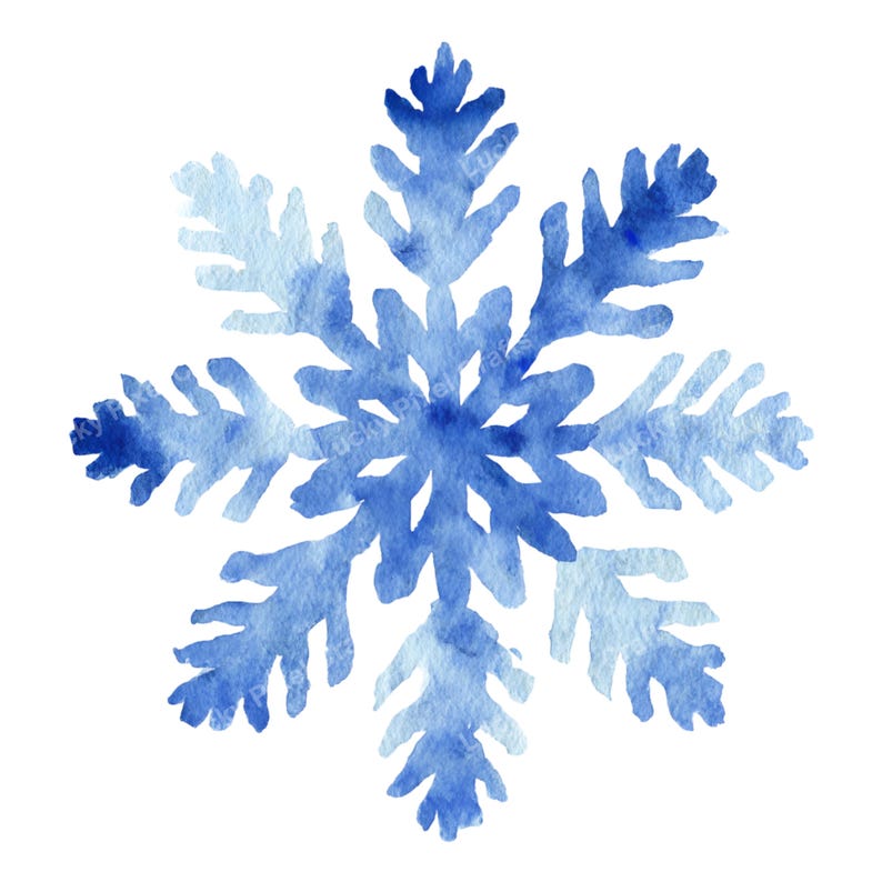 Watercolor Snowflake Clipart, Winter Holiday PNG, JPG (digital Download ...