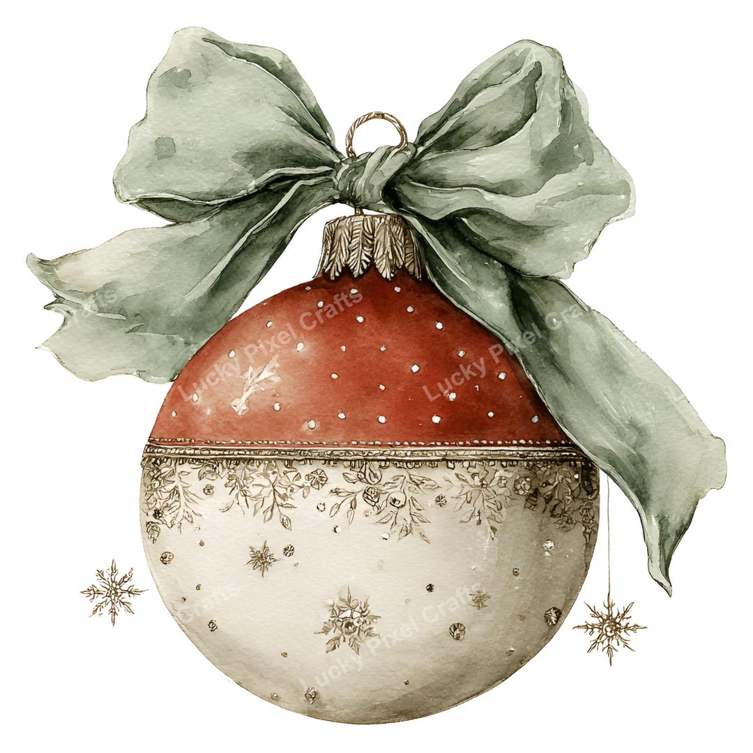 Watercolor Christmas Ornament Clipart, Holiday PNG (digital Download ...
