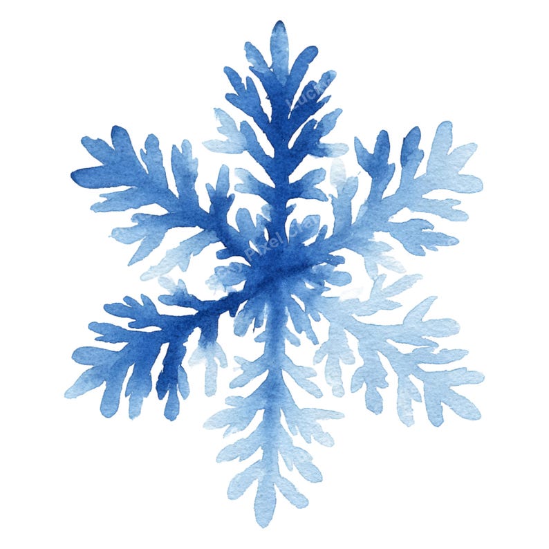 Watercolor Snowflake Clipart, Winter Holiday PNG, JPG (digital Download ...