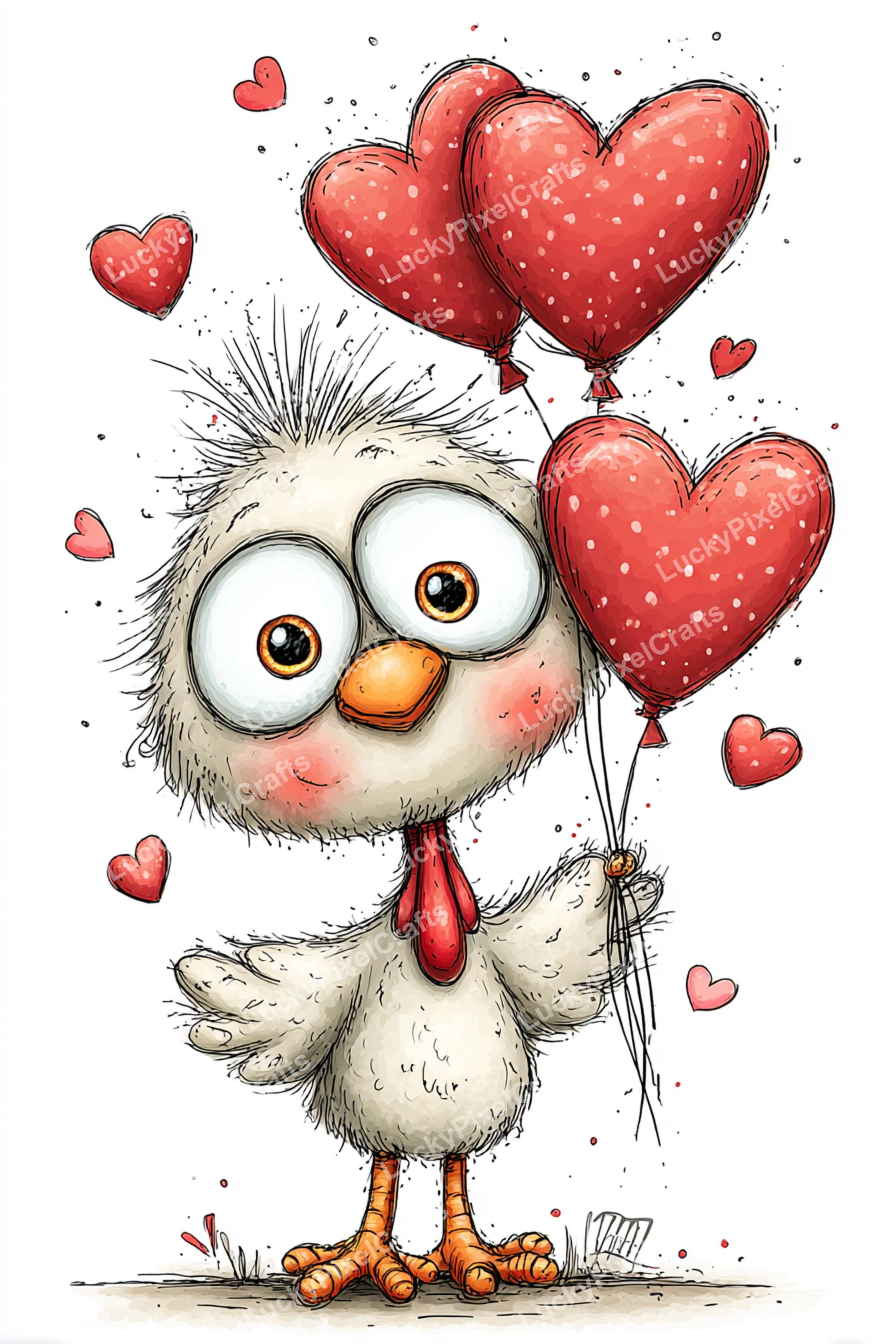 Animals With Balloons Clipart, JPG, Whimsical Valentines Day Clipart ...