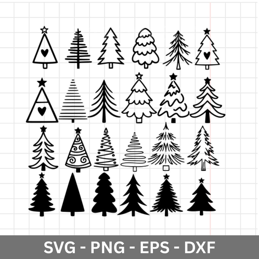 Minimalist Christmas Tree SVG Bundle, Silhouette Cut Files - Etsy