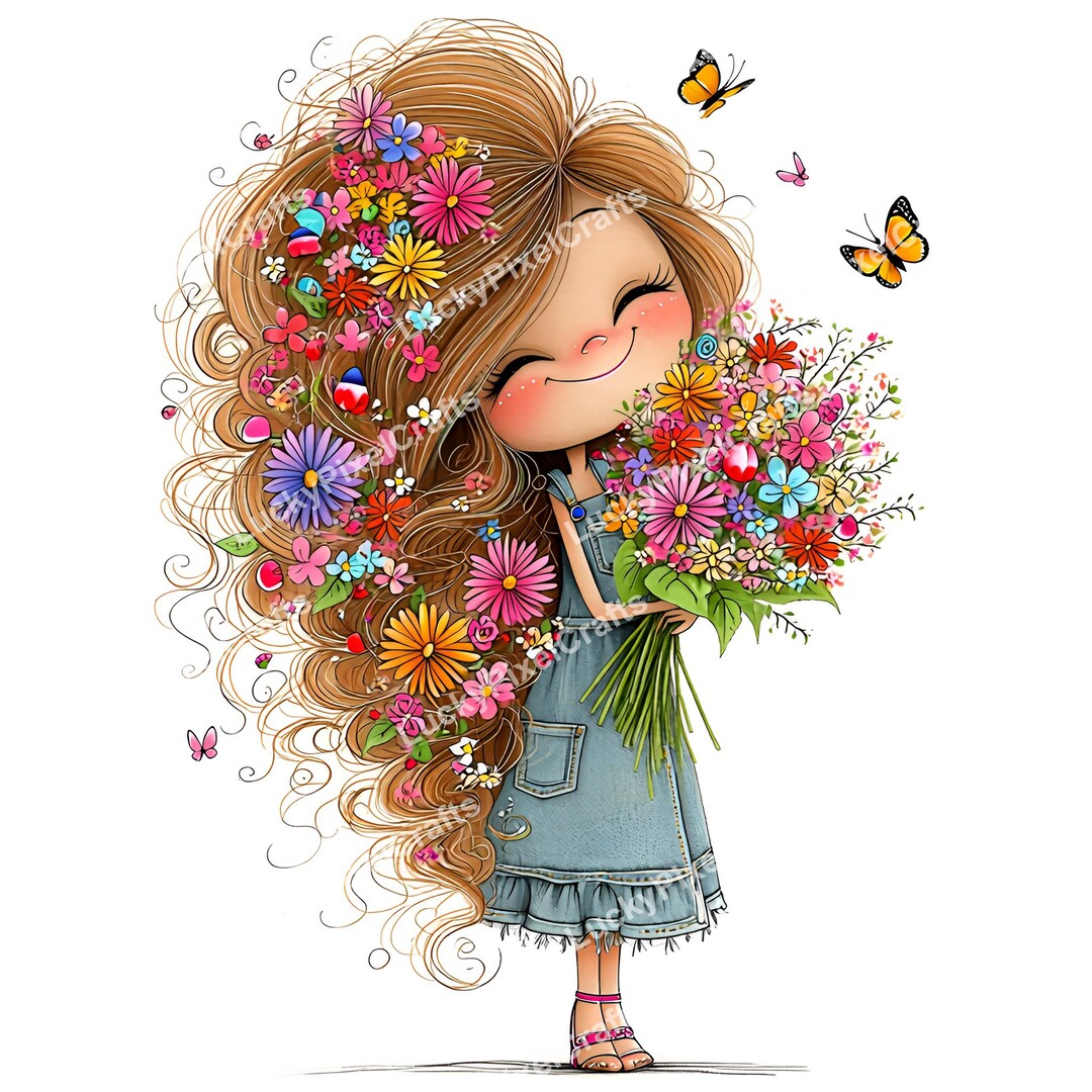 Whimsical Girl Clipart, JPG, Spring Girl (digital Download) - Etsy