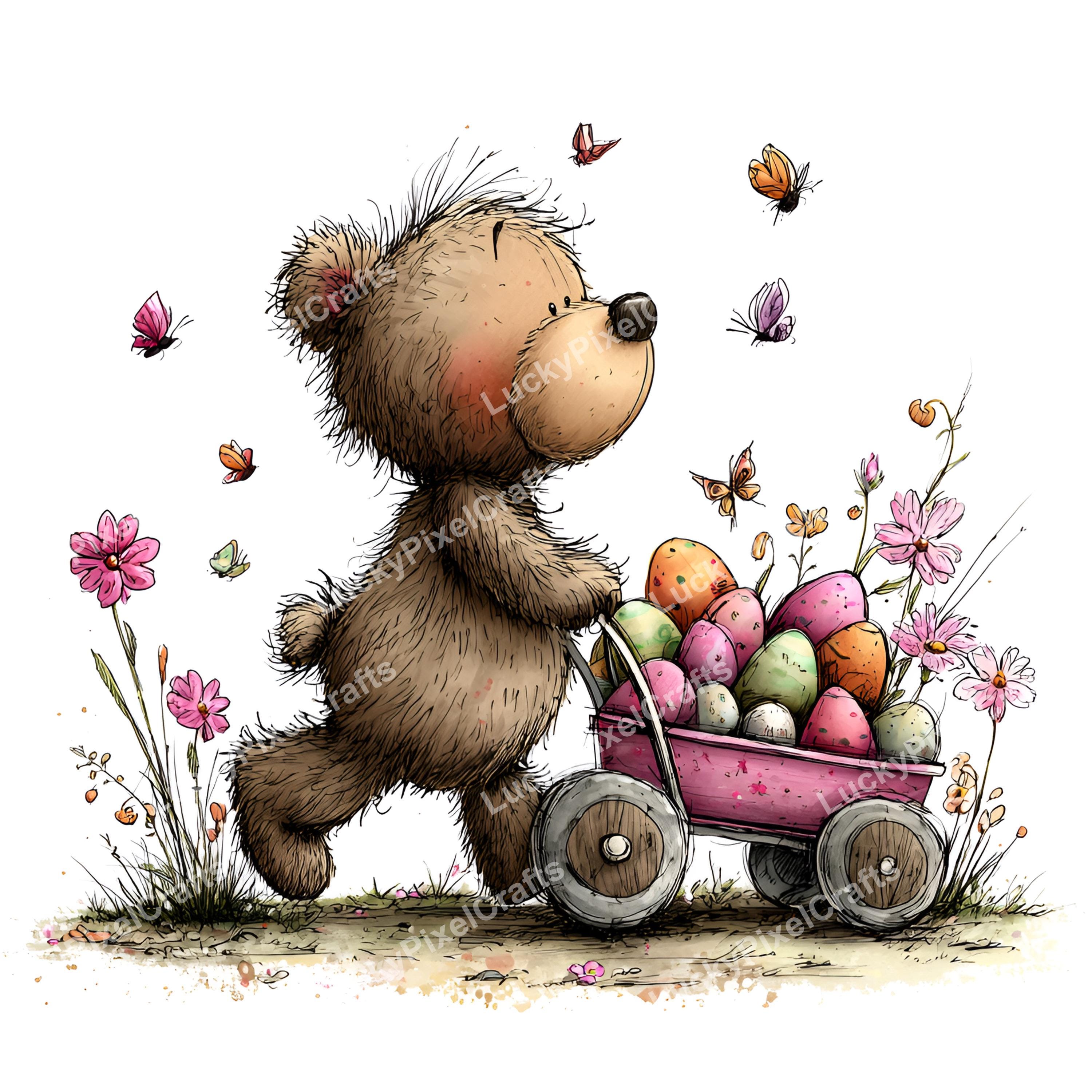Teddy Bear Clipart, Whimsical Easter Bear (digital Download) - Etsy