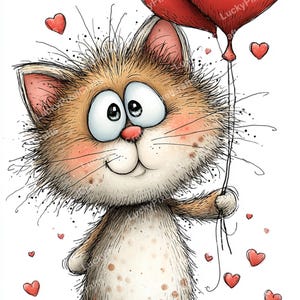 Animals With Balloons Clipart, JPG, Whimsical Valentines Day Clipart ...