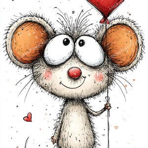 Animals With Balloons Clipart, JPG, Whimsical Valentines Day Clipart ...