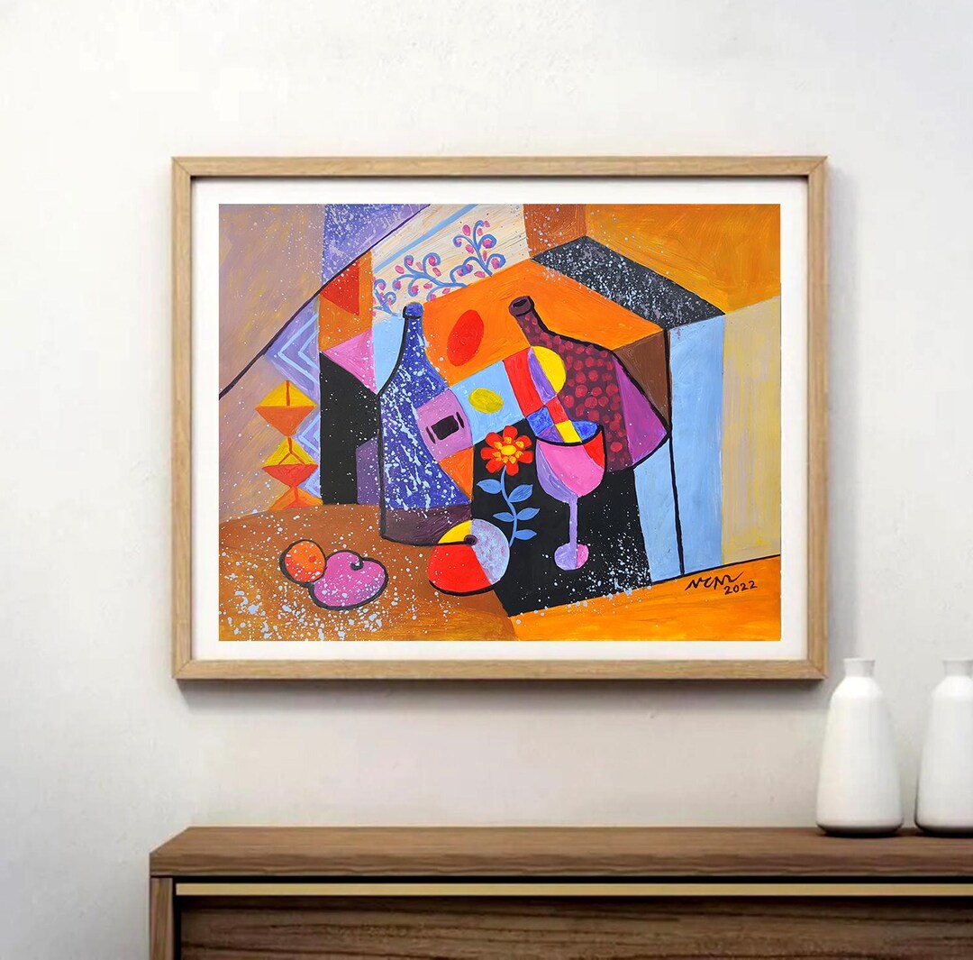Modern Abstract Still Life Horizontal Canvas Print | Matte Stretched ...