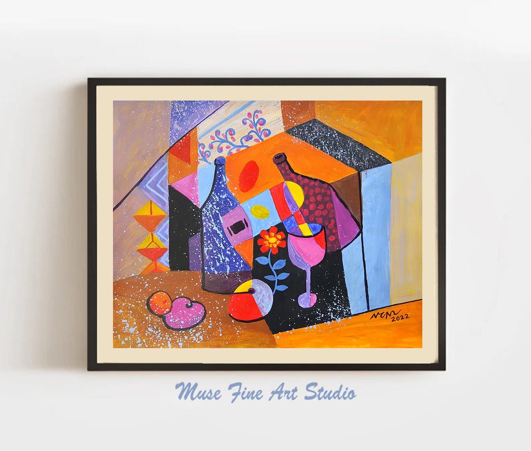 Abstract Still Life Art Print – Modern Color Block Painting (digital ...