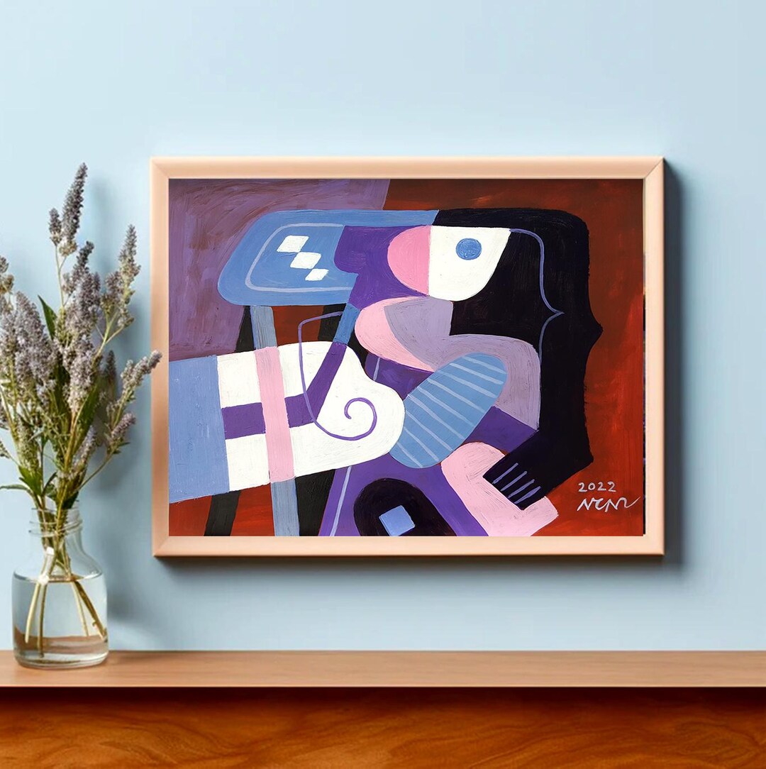 Abstract Young Girl Portrait, Modern Cubist Matte Canvas Art - Etsy