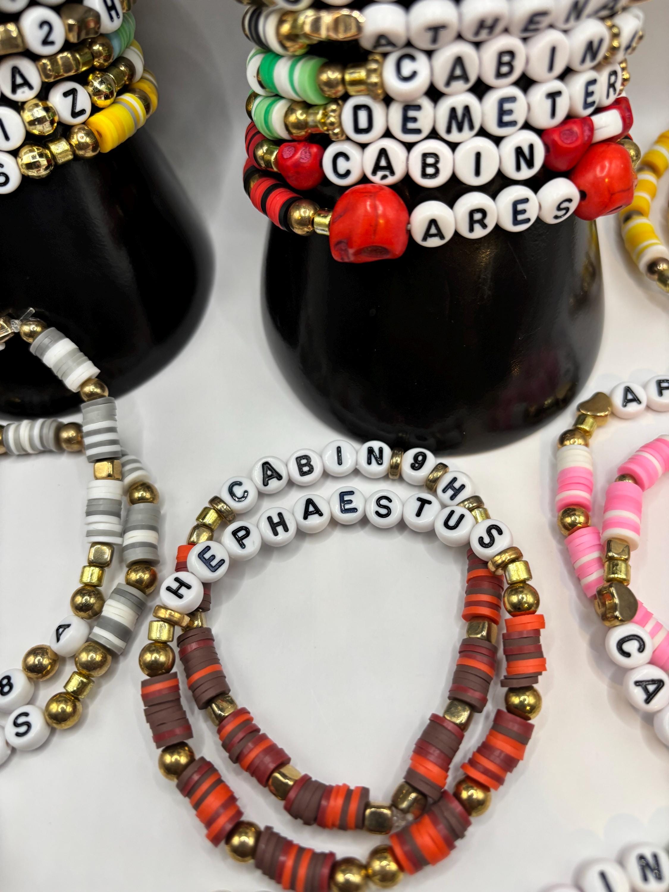 Gods and Cabins From Percy Jackson. Clay Beads Handmade Braclets. - Etsy