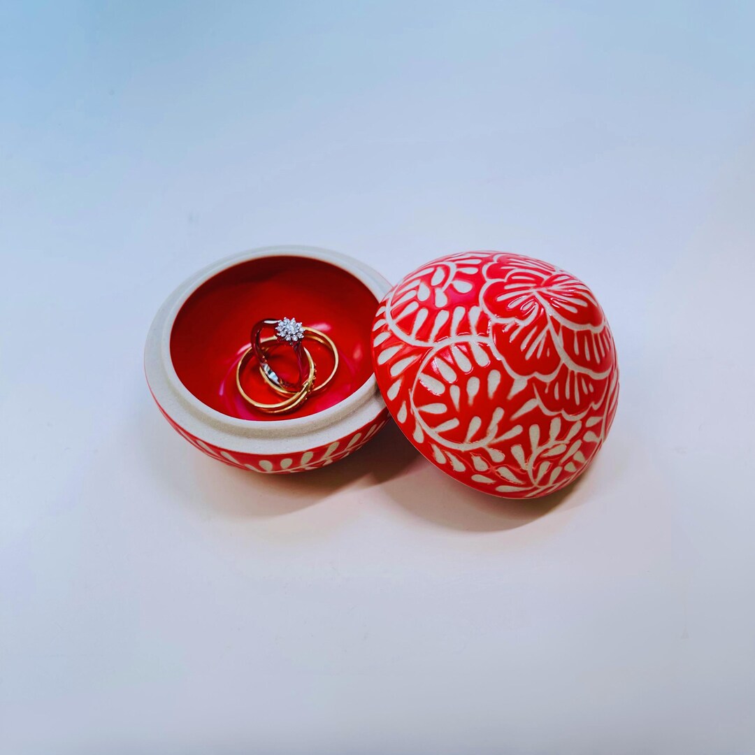 Ceramic Trinket Box: Handmade Colorful Vietnamese Pottery Jewelry Box ...