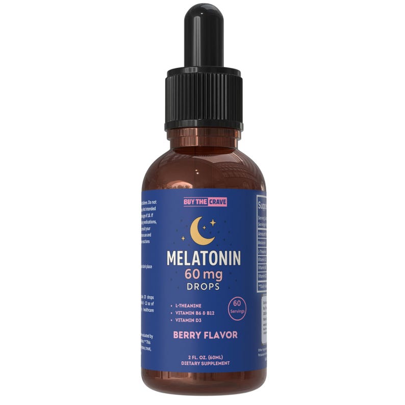 Melatonin Drops 60mg With L-theanine, Vitamin B6, B12 & D3 – Berry ...
