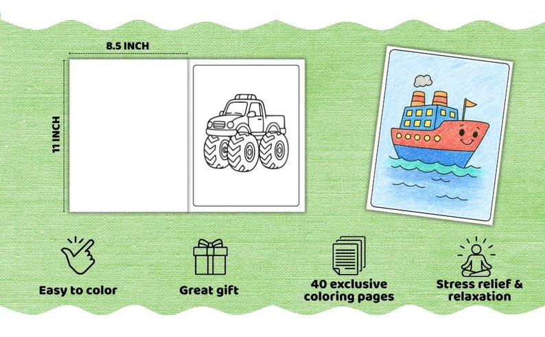 Things That Go Vroom! Coloring Book for Kids | Cars, Trucks, Planes ...