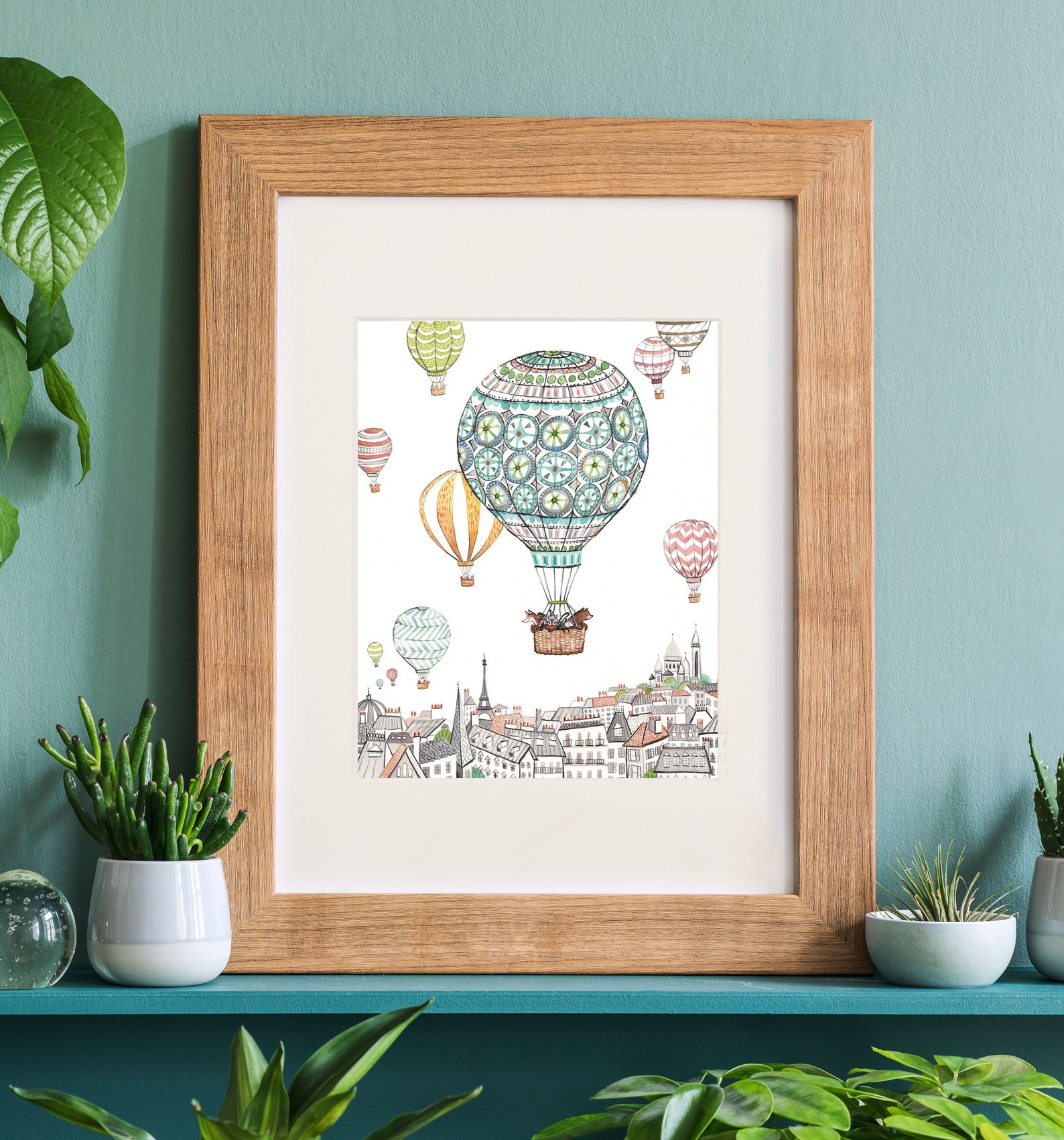 Hot Air Balloons Over Paris Art Print Hot Air Balloons - Etsy
