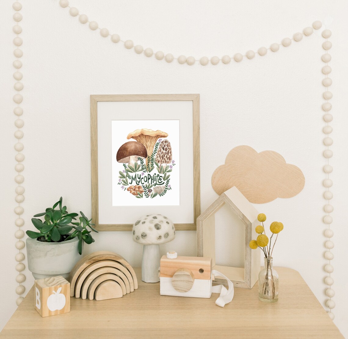 Mushroom Art Print, Mycophile Gift, Mycophile Art Print, Chanterelle ...
