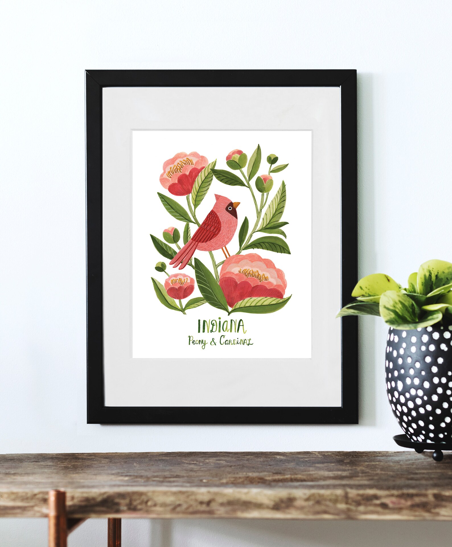 Indiana State Bird Art Print, Indiana State Flower Art Print, Indiana ...