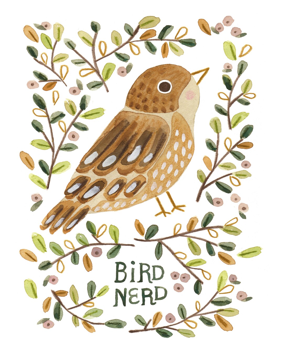 Bird Watcher Art Print, Bird Nerd Art, Bird Lover Print, Birding Art ...