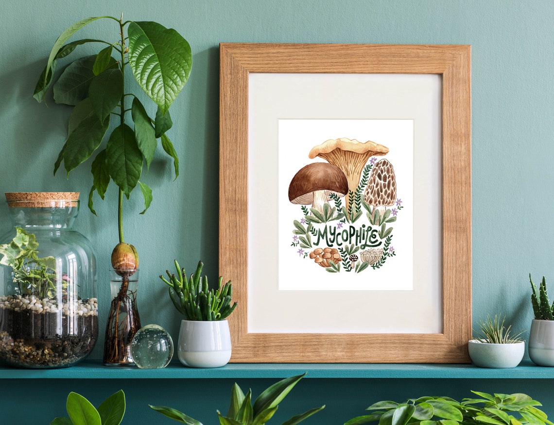 Mushroom Art Print, Mycophile Gift, Mycophile Art Print, Chanterelle ...