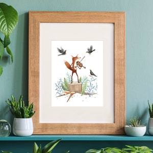 Fiddler Fox Art Print, Violin Art, Violinist Gift, Music Art Print ...
