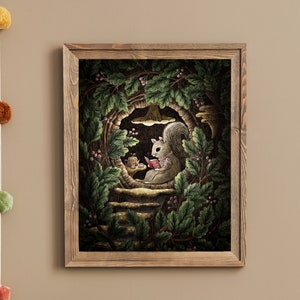 Squirrel Reading Art Print, Forest Kid's Room Decor, Squirrel ...