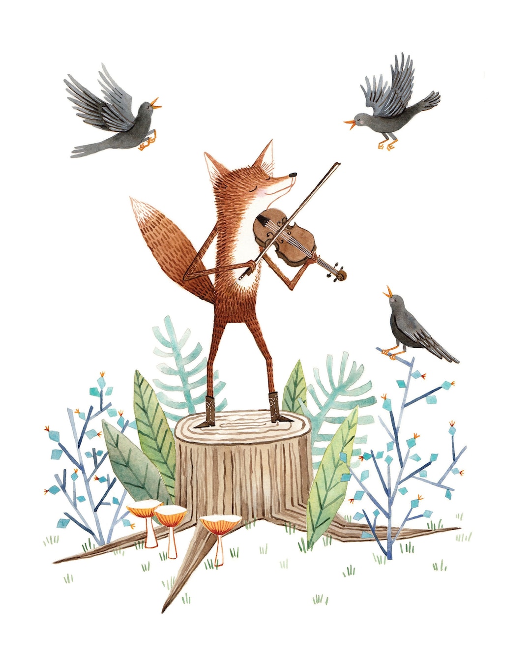 Fiddler Fox Art Print, Violin Art, Violinist Gift, Music Art Print ...