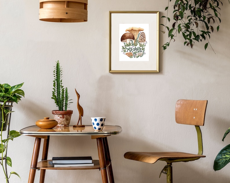 Mushroom Art Print, Mycophile Gift, Mycophile Art Print, Chanterelle ...