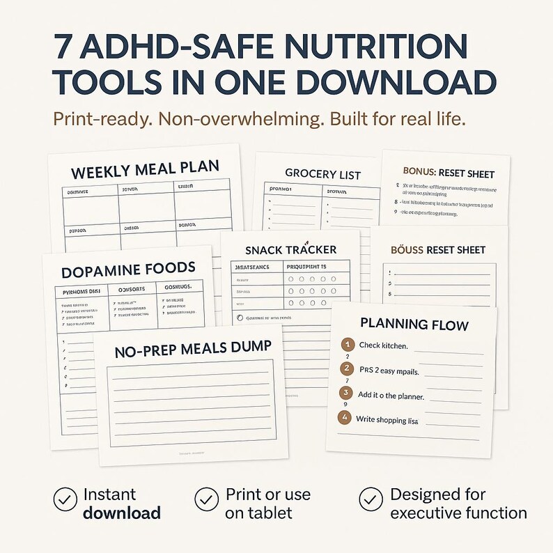 ADHD Meal & Nutrition Planner | Printable Weekly Meal Plan + Grocery ...