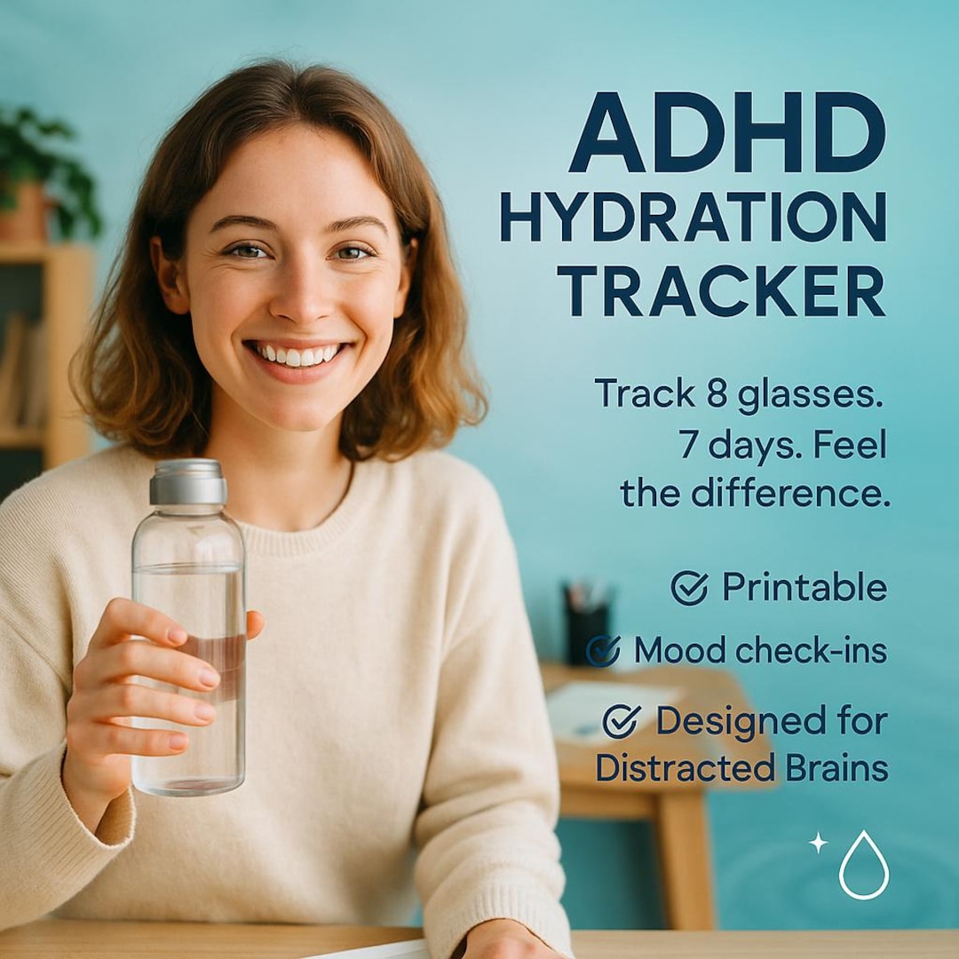 ADHD Water and Hydration Tracker – Printable Daily Drink Log for Focus ...