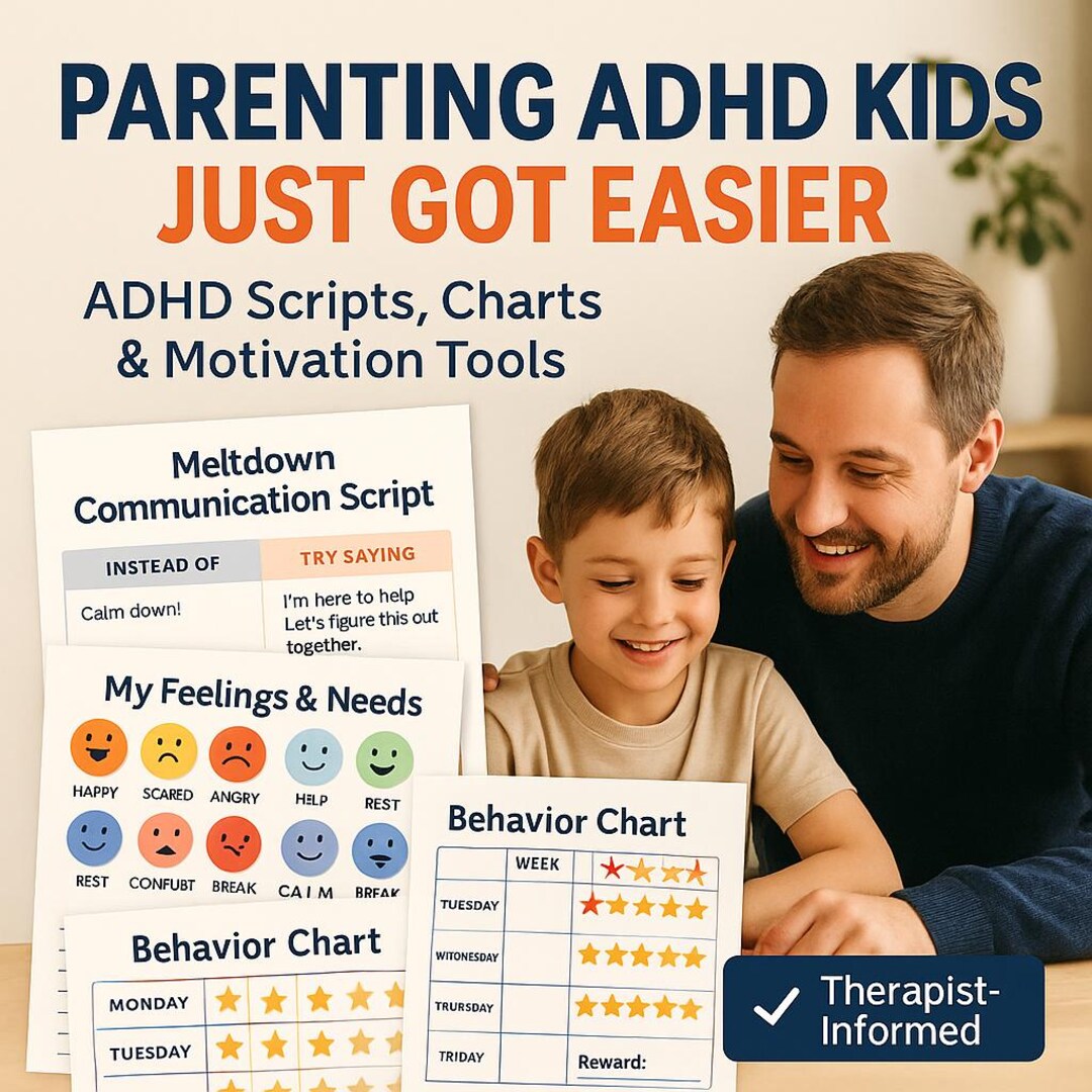 ADHD Parenting Printable Toolkit | Scripts, Motivation Charts, and ...