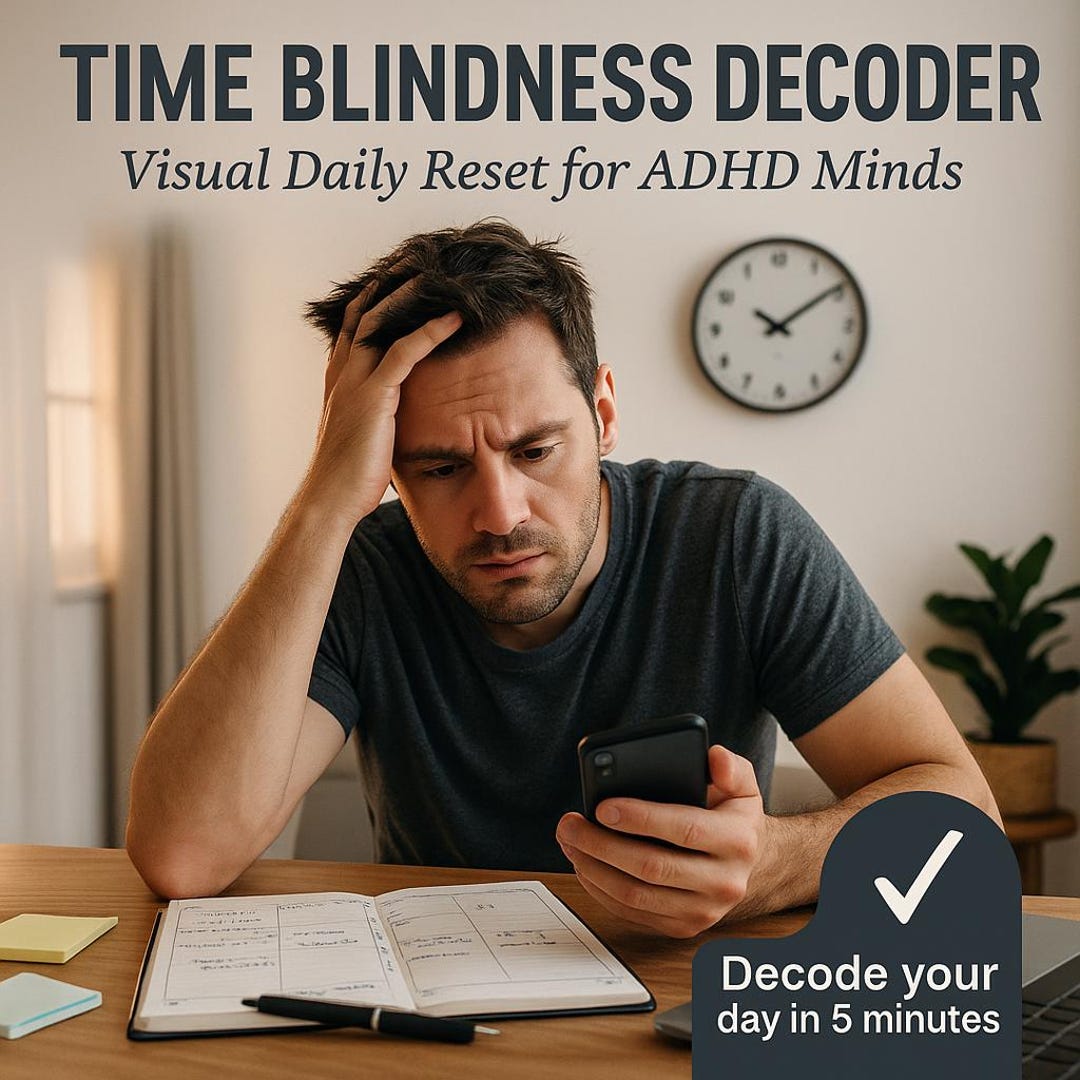 ADHD Time Blindness Decoder Worksheet | Visual Time Tracker for Missed ...