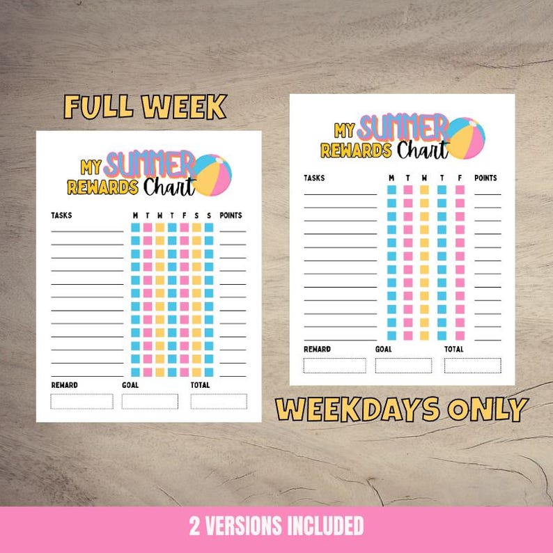 Kids Chore Chart: Weekly Reward Tracker (digital Download, PDF) - Etsy