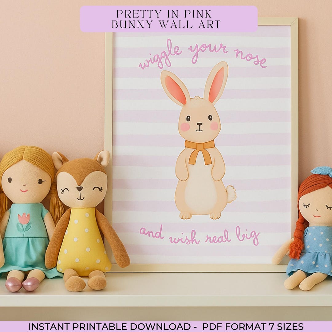 Bunny Nursery Art | Wiggle Your Nose, Pastel Decor (digital Download ...