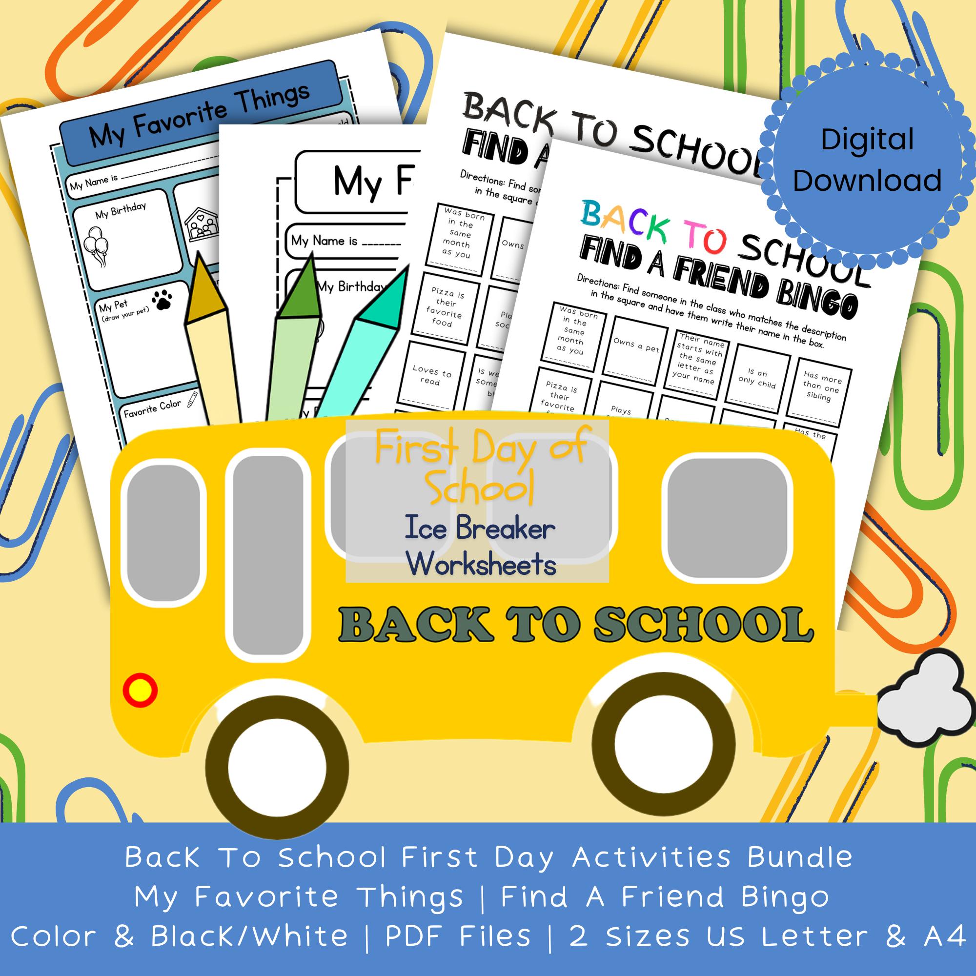 First Day of School Ice Breaker Games – Printable Classroom Activities ...