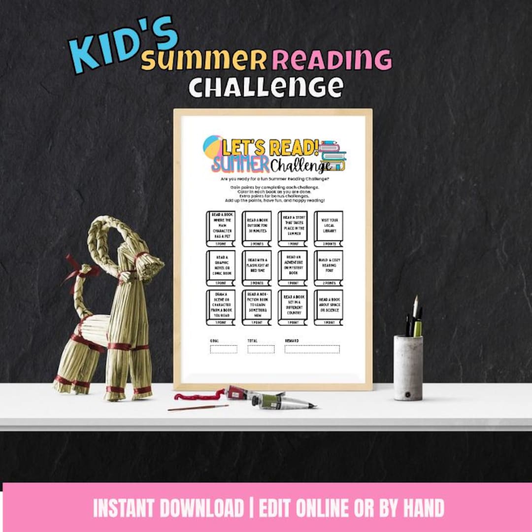 Summer Reading Challenge: Kids Printable Reading Log (PDF Download, US ...