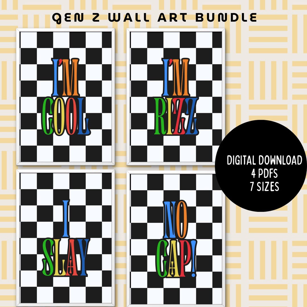 Gen Z Wall Art Bundle Kids Fun Decor Prints Wall Art Teen Room Colorful ...