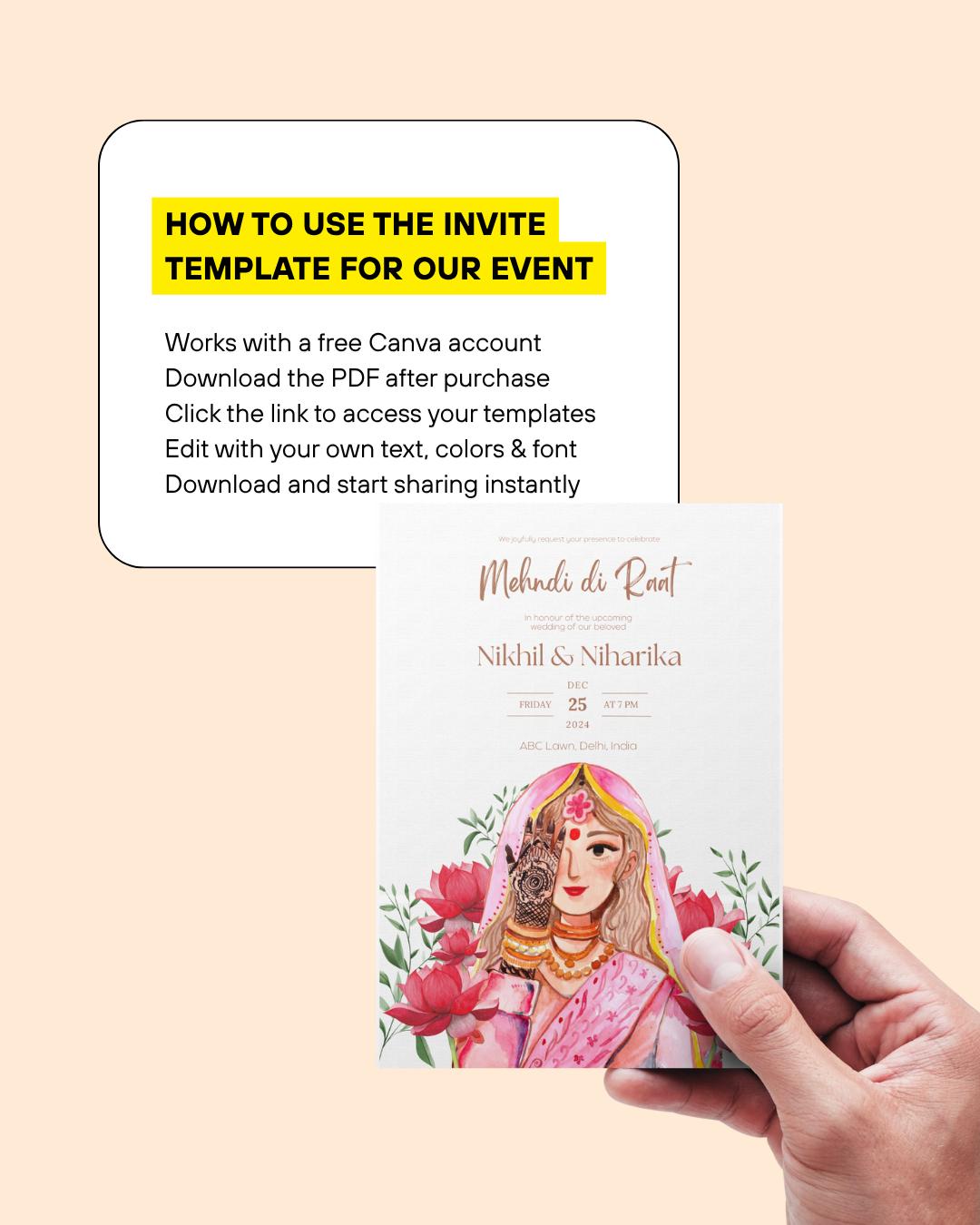 Editable Mehendi Night Invitation | Instagram Portrait & Story Size ...