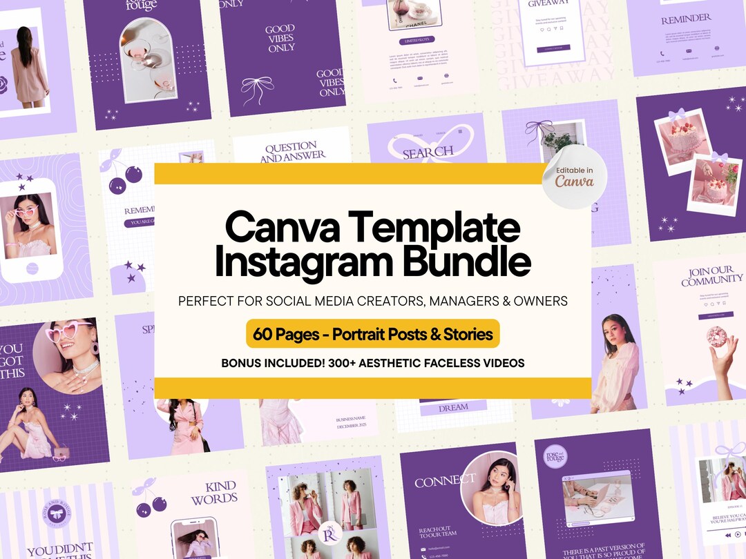 Trending Instagram Posts & Stories Bundle | Lavender Purple Canva ...