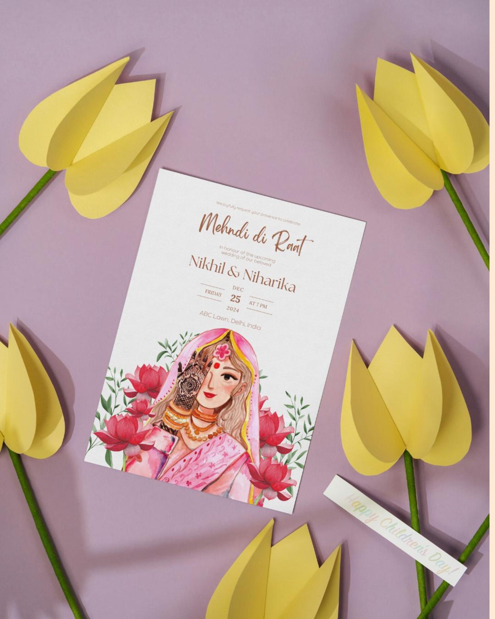 Editable Mehendi Night Invitation | Instagram Portrait & Story Size ...