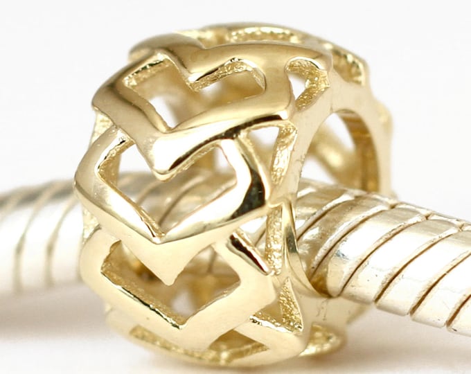 9K Gold Heart Charm Bead Genuine Solid 9ct Yellow Gold or Rose - Etsy