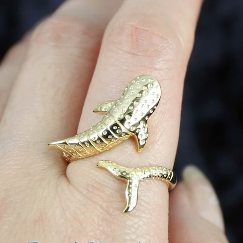 Whale Shark Ring in Sterling Silver Gold Plated Wrap Ring Size - Etsy