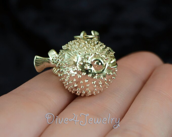 Puffer Fish Pendant Genuine Solid 9CT 9K Yellow Gold Pufferfish Pendant ...