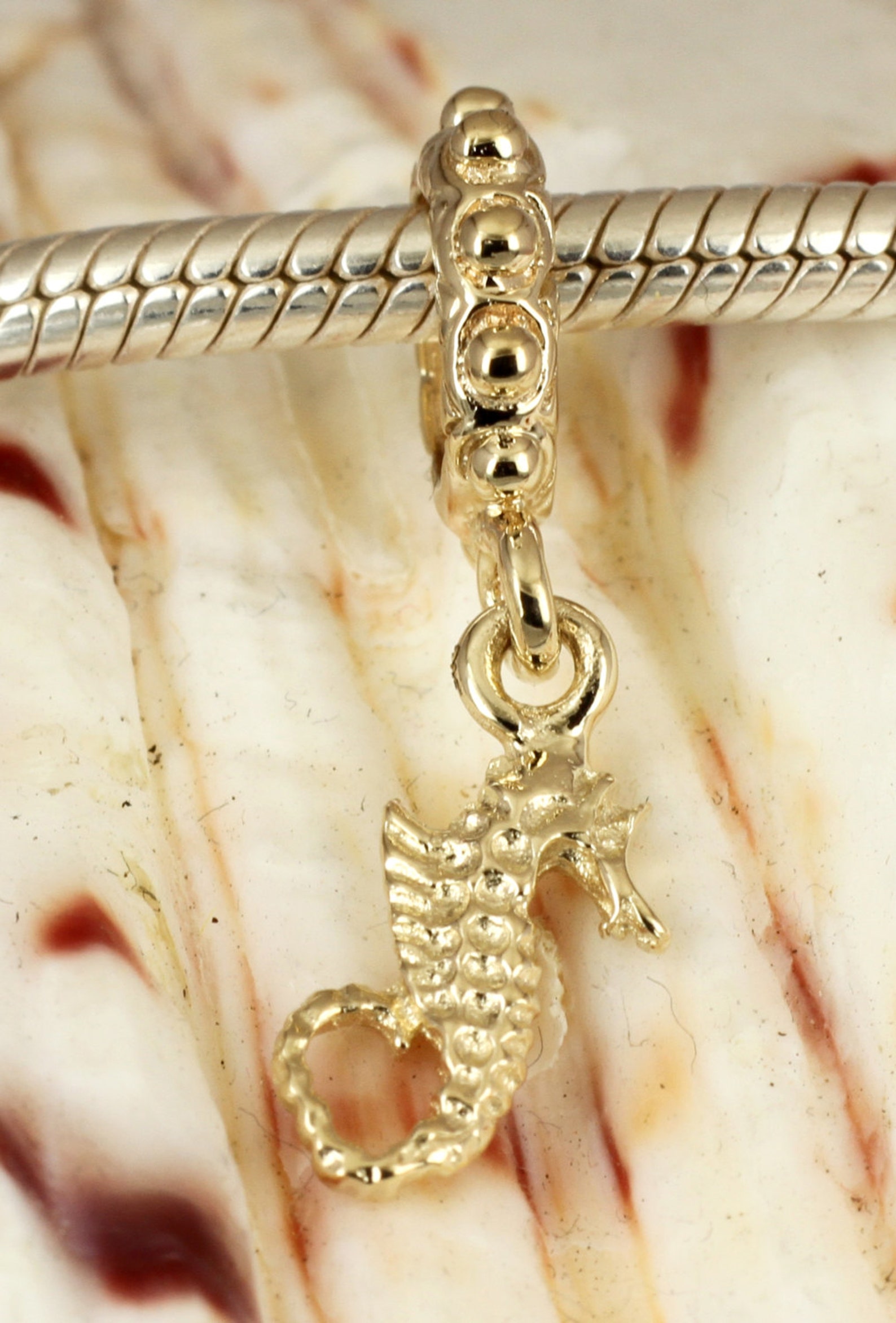 Seahorse Charm Solid 9K 9ct Gold Great for Bead Bracelets or Necklace ...
