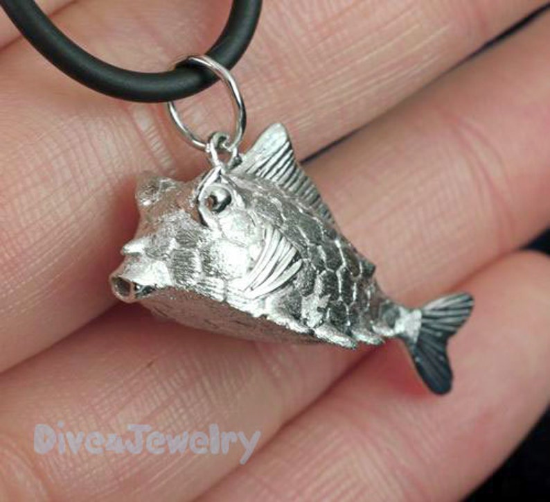 Koe vis ketting sterling zilver 3D satijn Cowfsih hanger met - Etsy ...