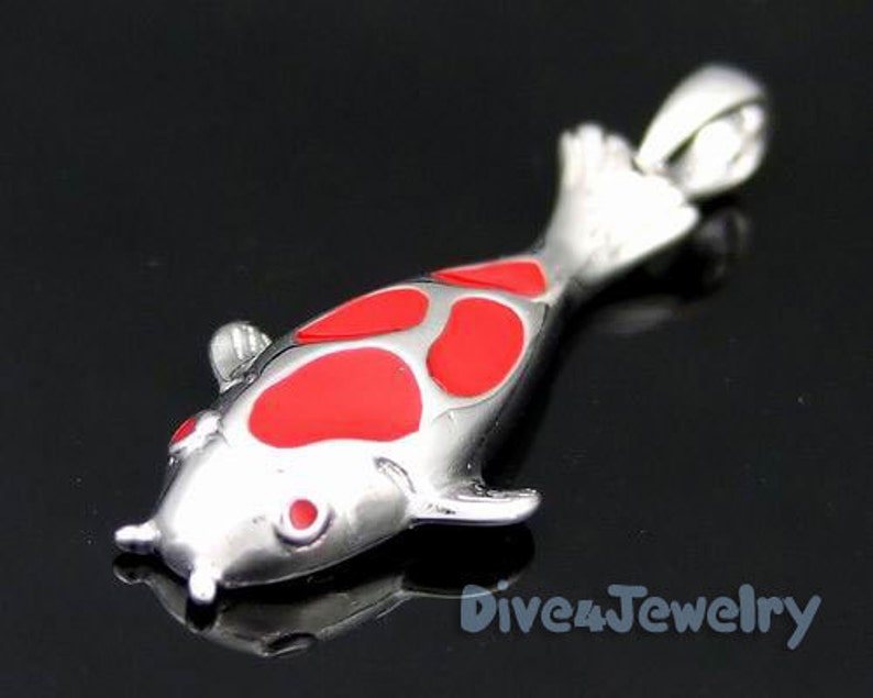 KOI Fish Necklace Sterling Silver Red Enamel Pendant With - Etsy