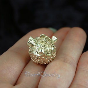 Puffer Fish Pendant Genuine Solid 9CT 9K Yellow Gold Pufferfish Pendant ...