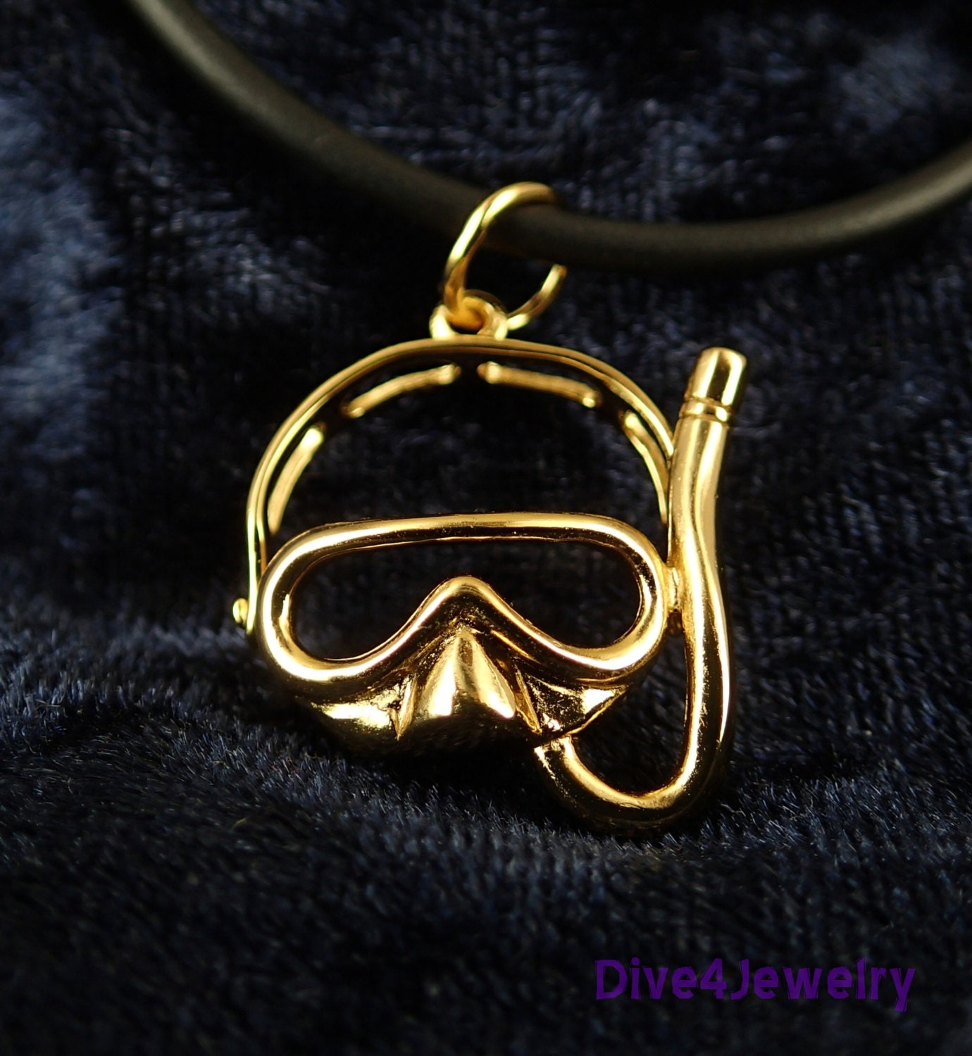 Diving Snorkel Dive MASK With Moveable Strap Gold Plated Solid 925 ...