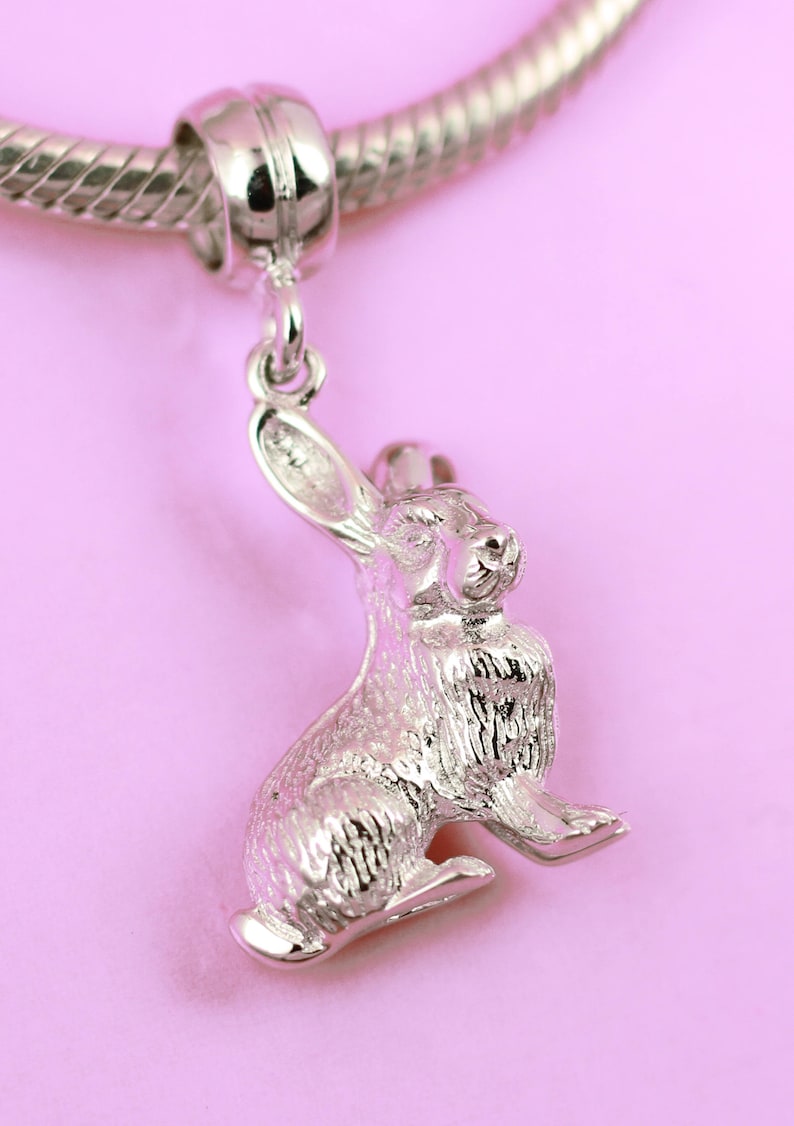 Rabbit Bunny Charm Solid 925 Sterling Silver Cute 3D Animal | Etsy