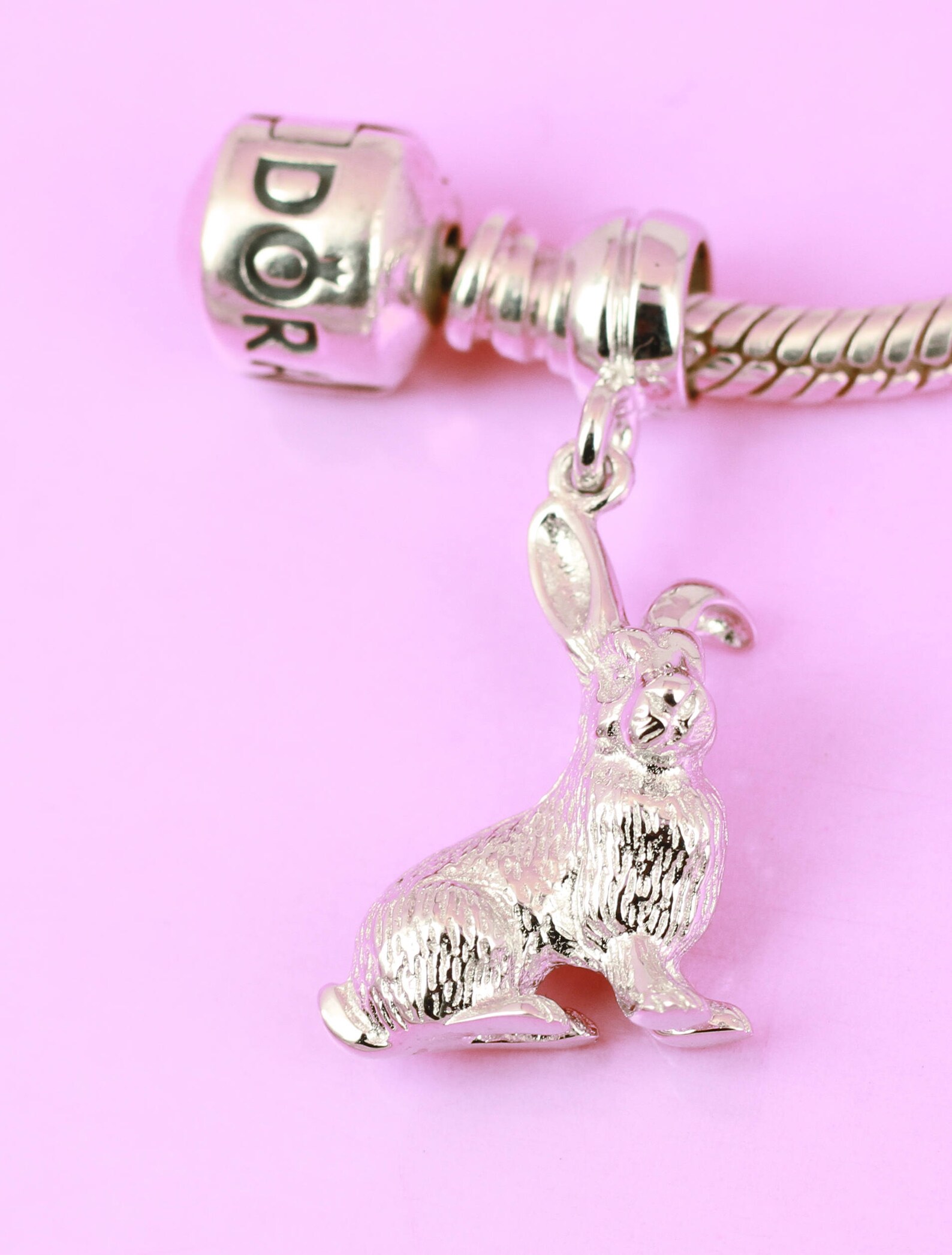 Rabbit Bunny Charm Solid 925 Sterling Silver Cute 3D Animal - Etsy
