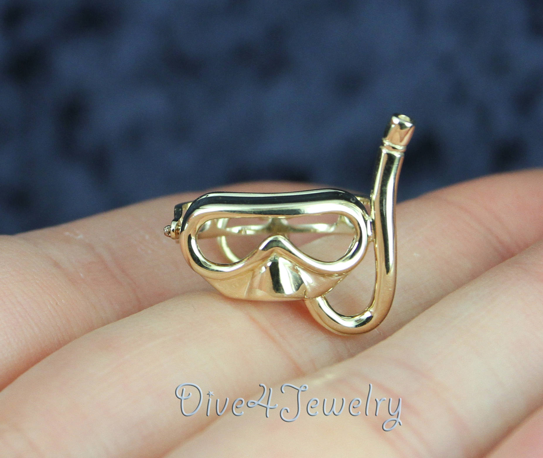 9K Snorkel Diving Mask Charm Moveable Strap Genuine Solid 9CT 9K Yellow ...