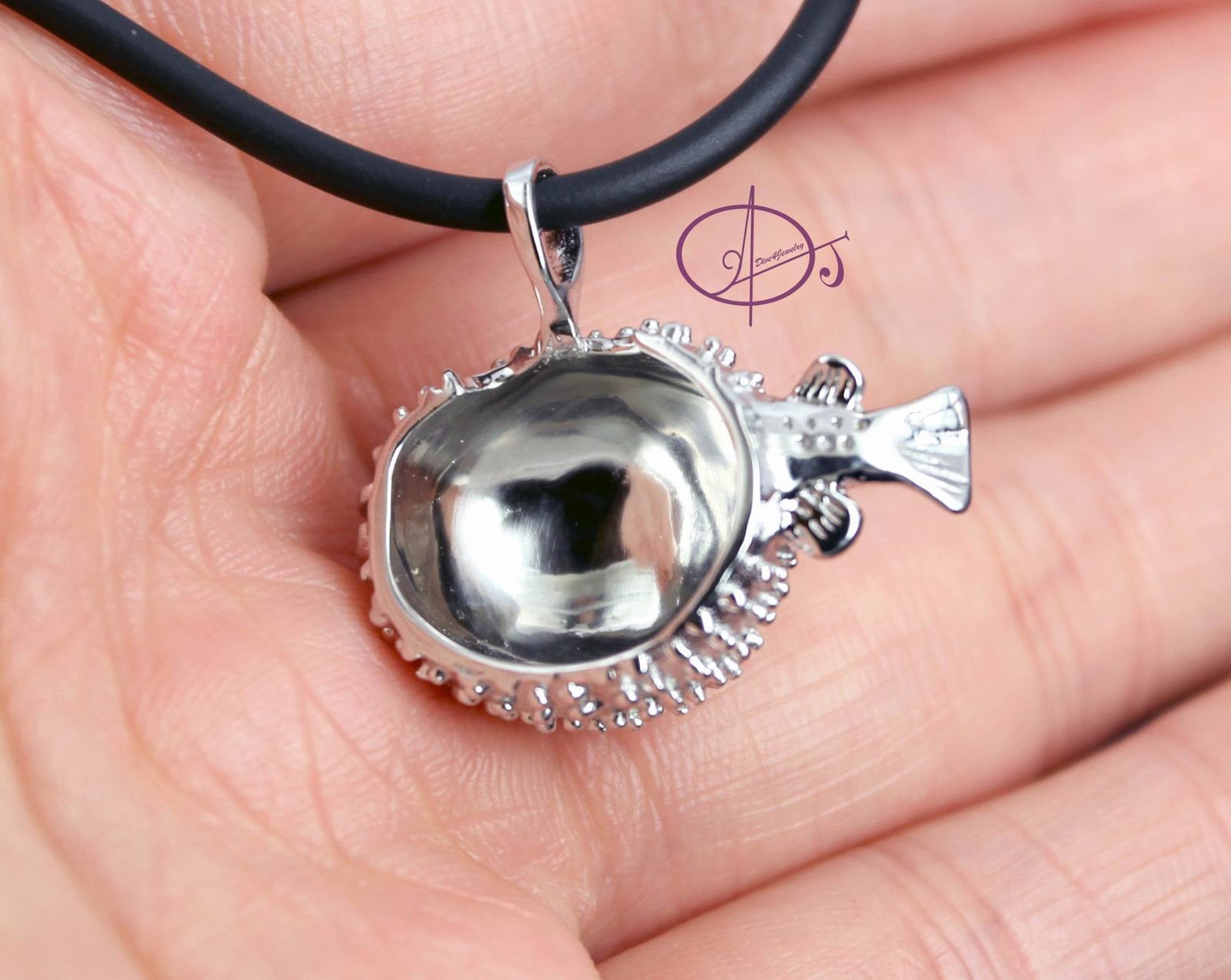 Solid 925 Sterling Silver Puffer Fish Pendant Necklace Sealife - Etsy