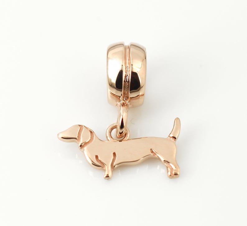 9K Gold Dog Charm Solid 9K 9ct Gold / Rose Gold Dachshund Sausage Dog ...
